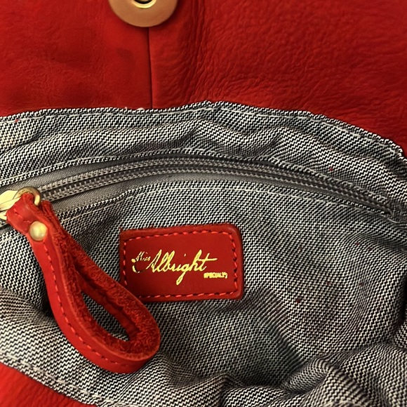 Miss Albright | Bags | Anthropologie Miss Albright Red Suede Crossbody ...